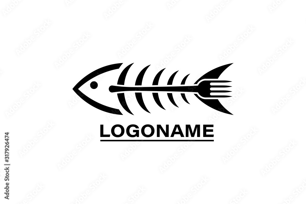 Skeleton fish logo on a white background. Stock Vector | Adobe Stock