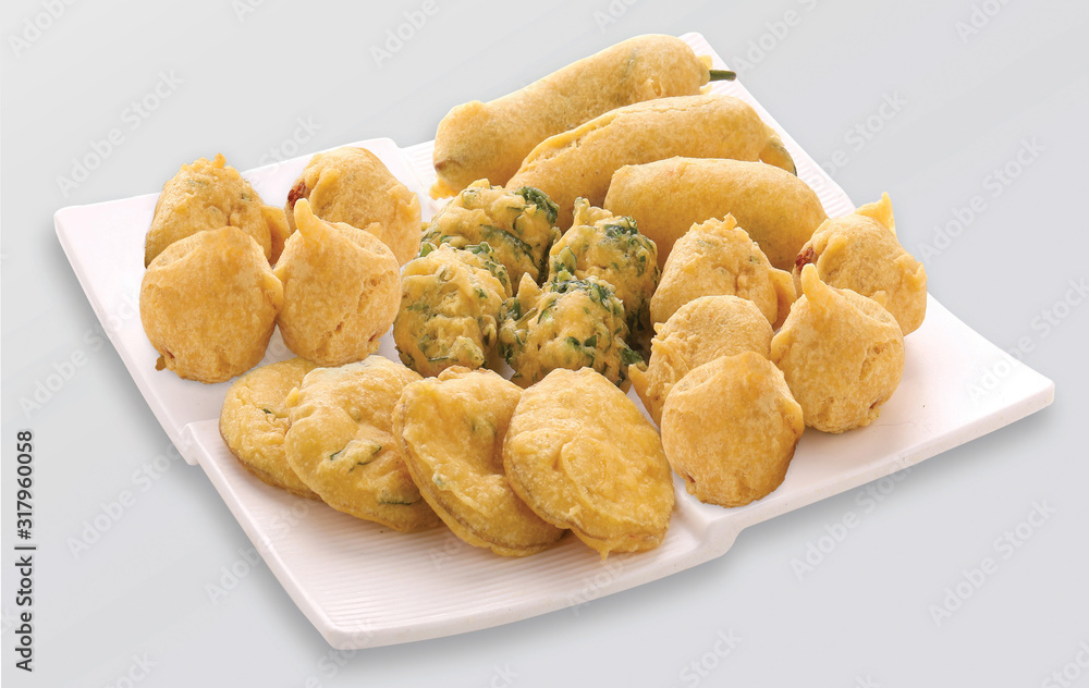 Methi Gota (fenugreek) Pakoda, Chili pakoda, potato pakoda (vada) or ...