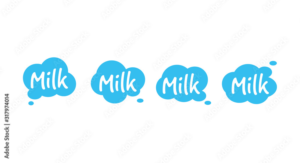 Milk symbol set. Dairy organic logo. Food and drink sign elements ...