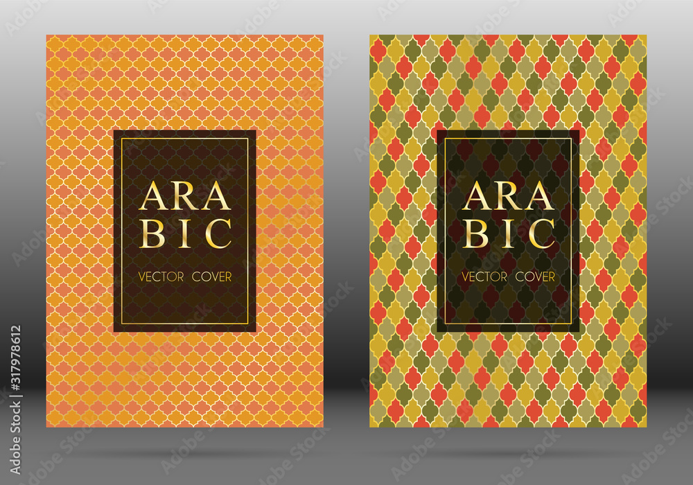 Turkish pattern vector cover page layout design set in arabic style ...