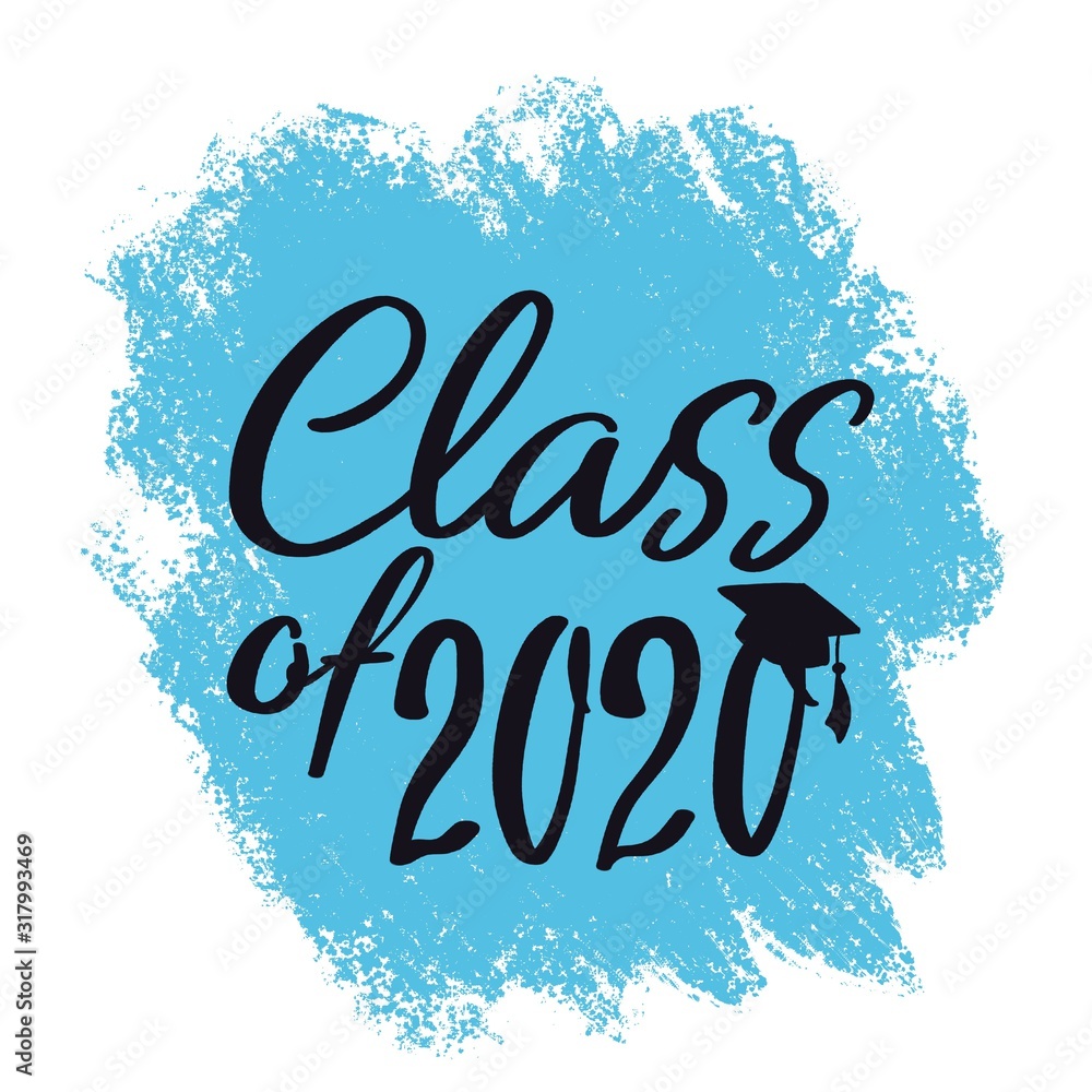 ภาพประกอบสต็อก Class of 2020 with graduation cap and abstract ...
