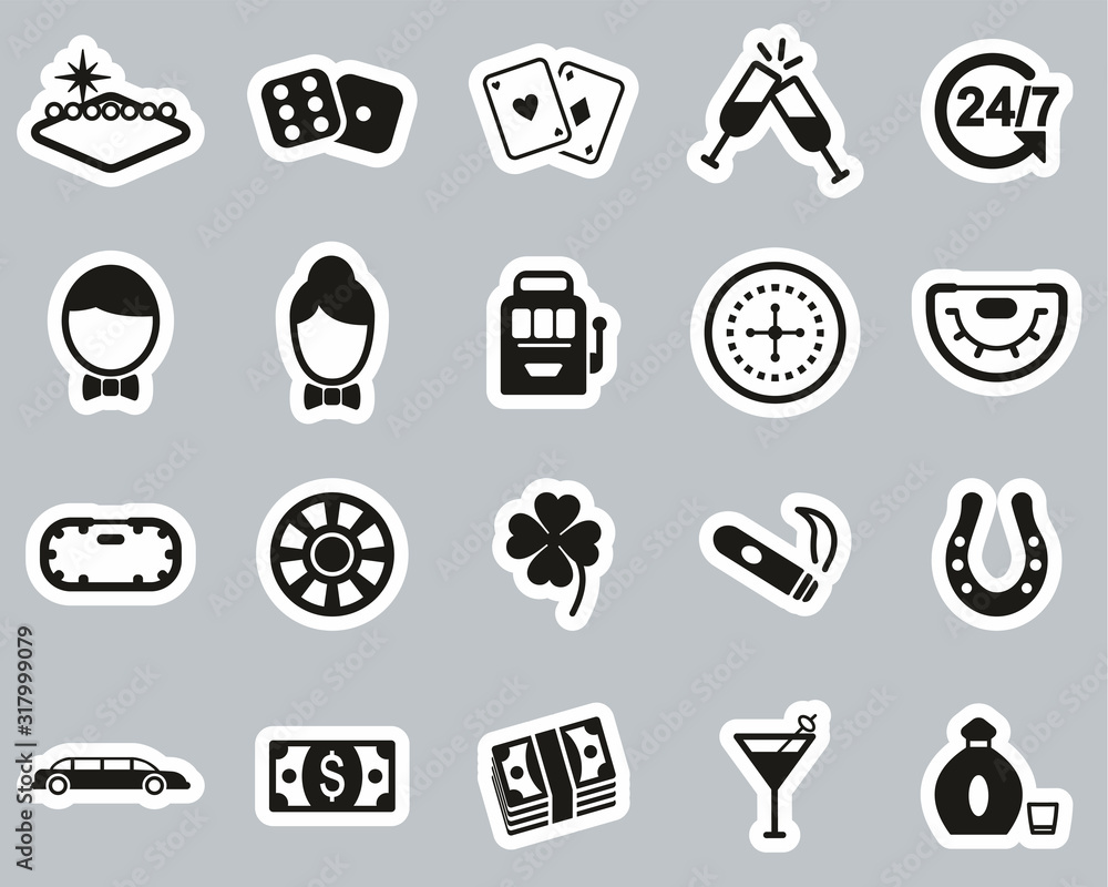 Las Vegas City & Culture Icons Black & White Sticker Set Big Stock ...