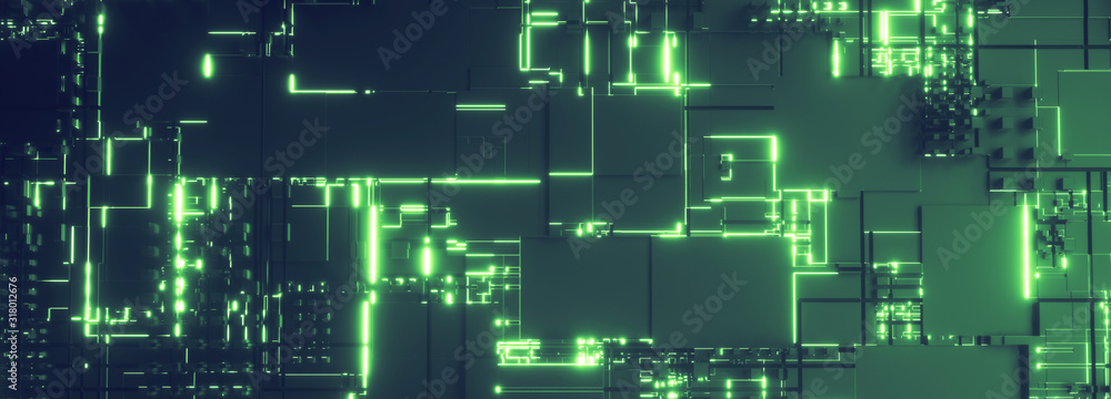Abstract Green Technology Background Futuristic Digital Motherboard