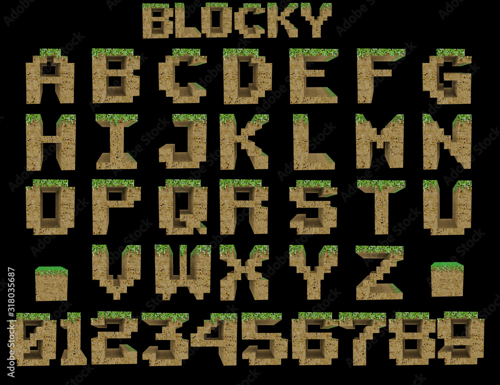 Blocky Video game Alphabet Stock Illustration | Adobe Stock