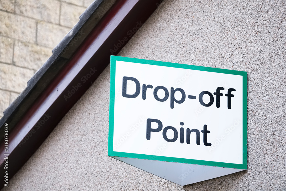 Drop off point sign for charity shop donation and recycle yard for ...