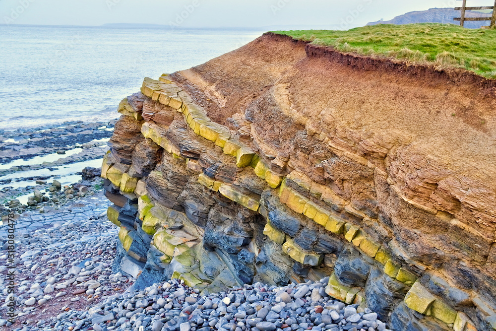 Stockfoto The beach of Kilve lies about halfway between Minehead and ...