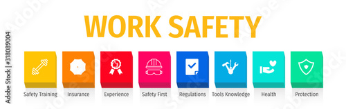 Work Safety Banner With Icon. Work Safety Flat Vector Icons. Work ...