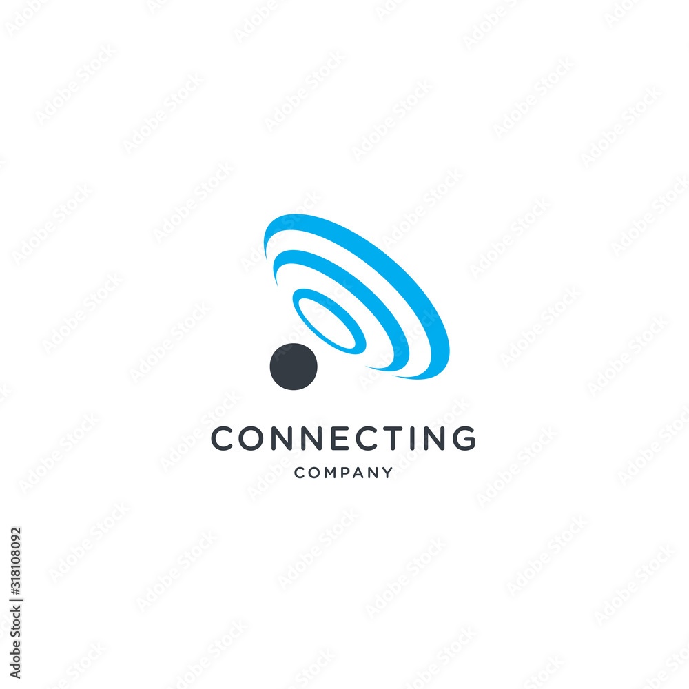wifi sound signal connection, sound radio wave logo symbol. vector ...