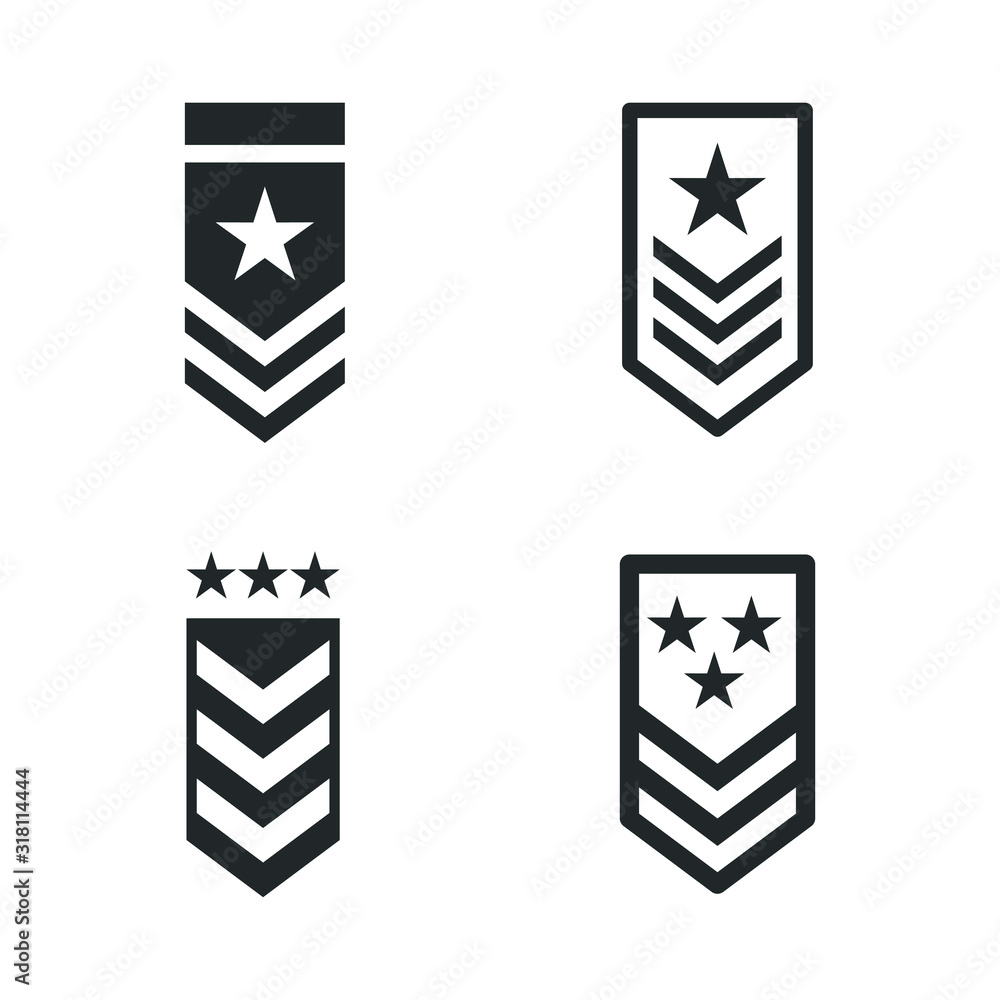 military rank icon template color editable. Ranking symbol vector sign ...