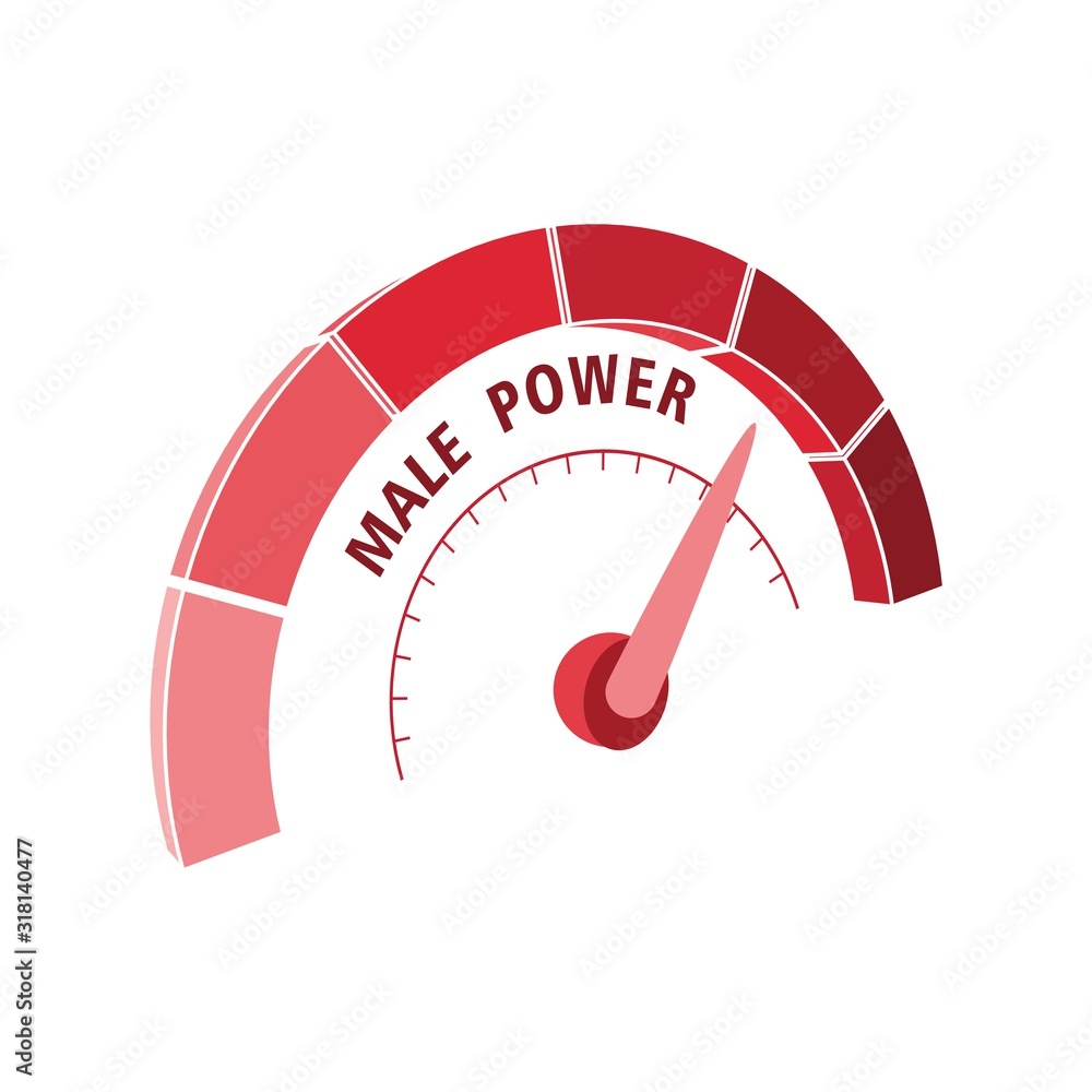 Scale with arrow. The male power level measuring device icon. Sign ...