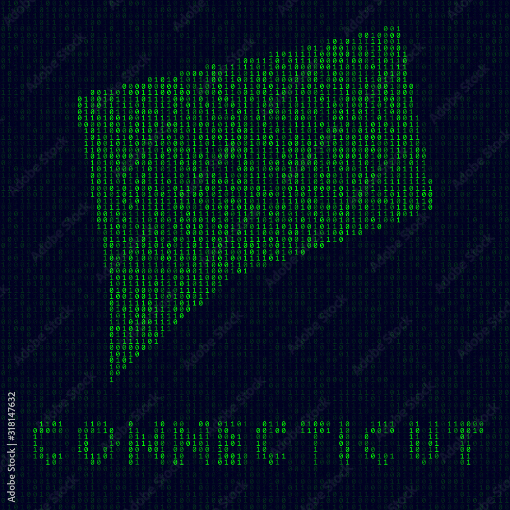 Digital Connecticut logo. US state symbol in hacker style. Binary code ...