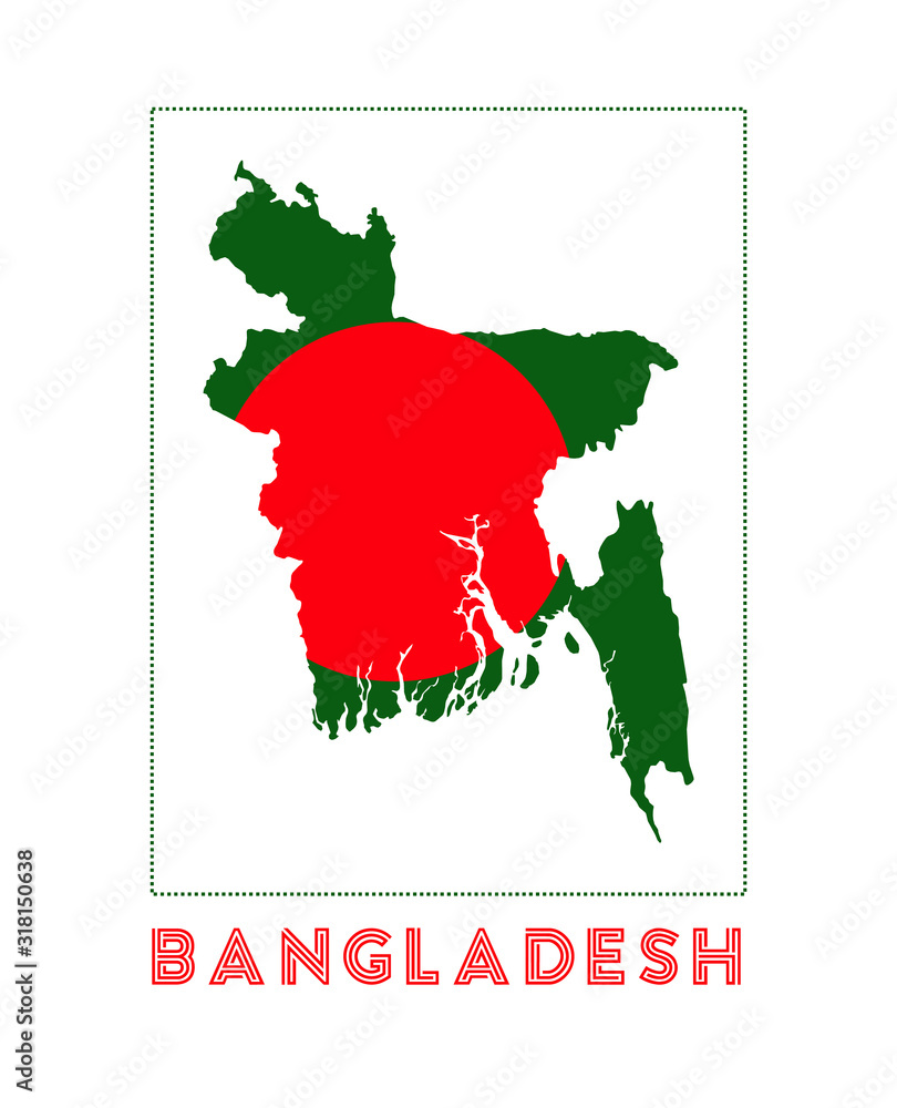 Bangladesh Logo. Map of Bangladesh with country name and flag. Neat ...
