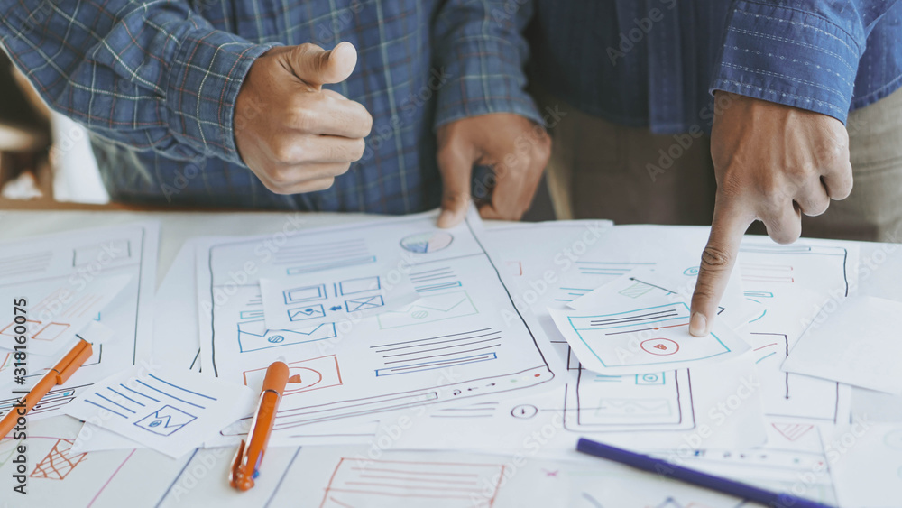 Designers man drawing (UX) (UI) Graphic designer creative sketch ...