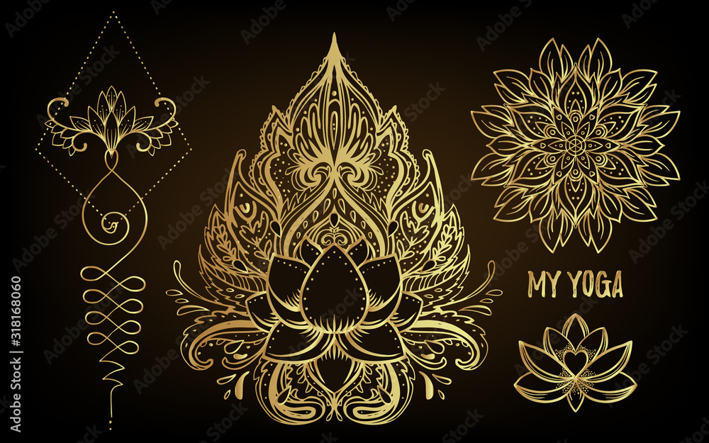 Vector ornamental Lotus flower, ethnic art, patterned Indian paisley ...