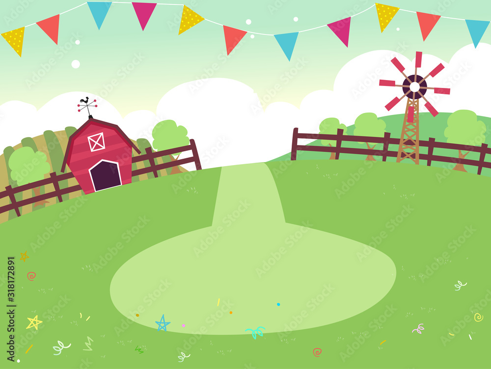 Party Farm Theme Buntings Background Illustration Stock Vector | Adobe ...