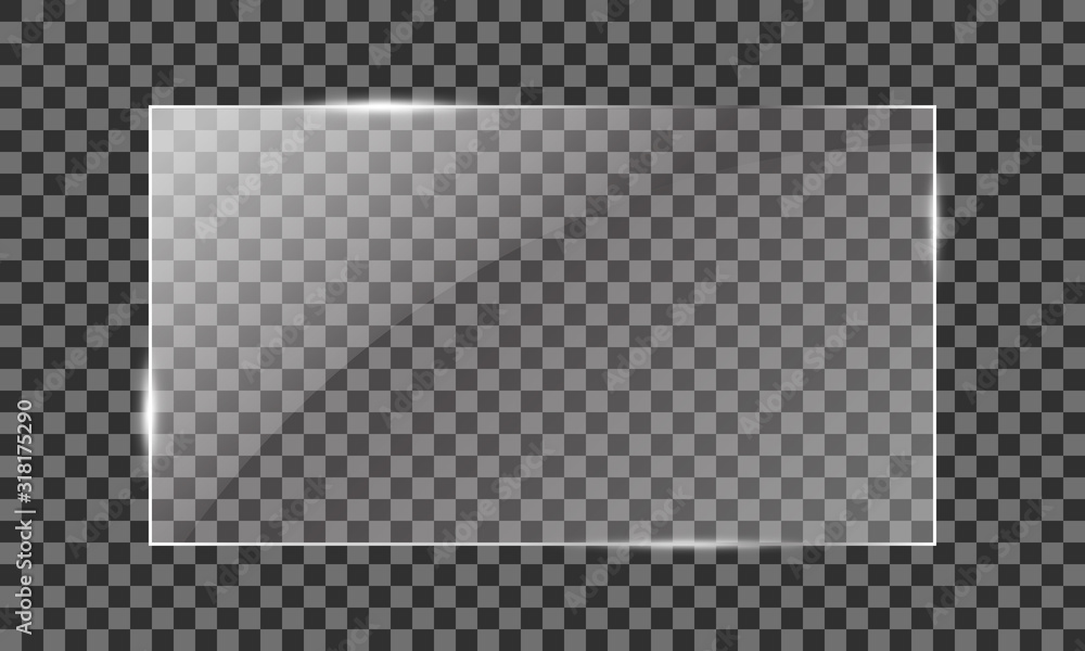 Vector glass rectangle on a transparent background. Transparent mirror ...
