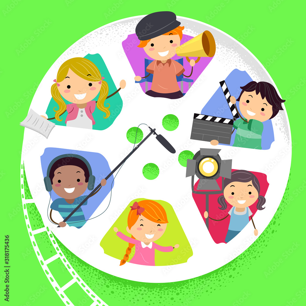 Stickman Kids Film Production Reel Illustration Stock Vector | Adobe Stock