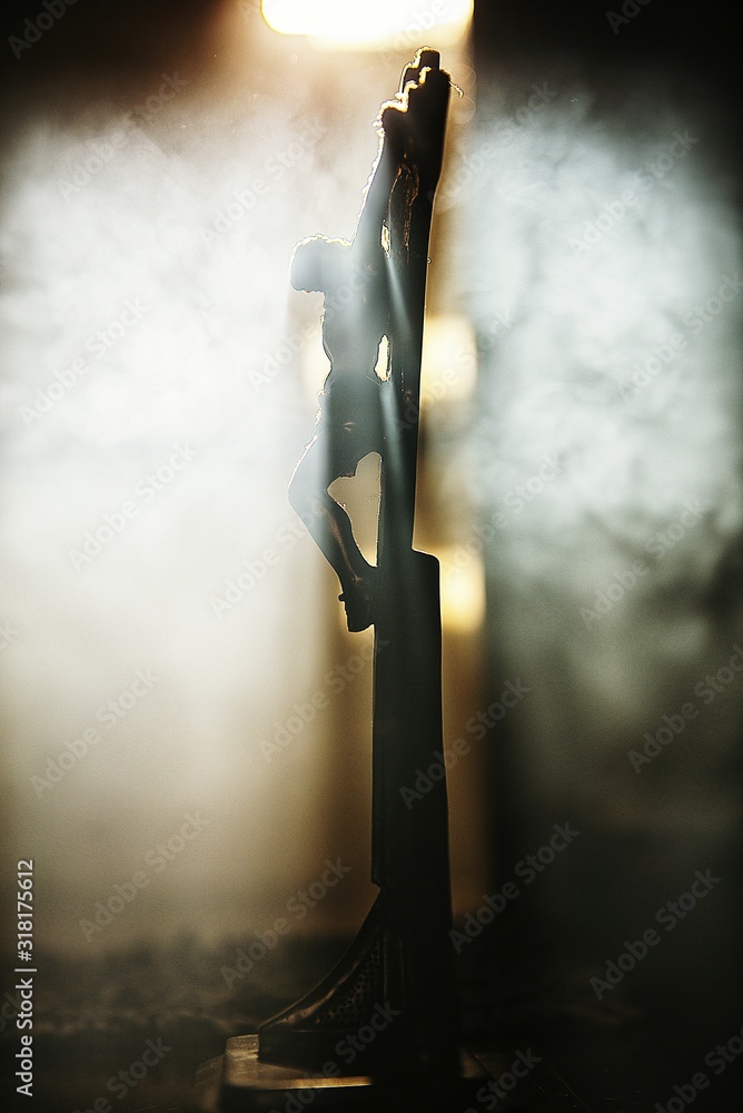 Side View Of Sculpture Of Crucified Jesus Christ Stock Photo | Adobe Stock