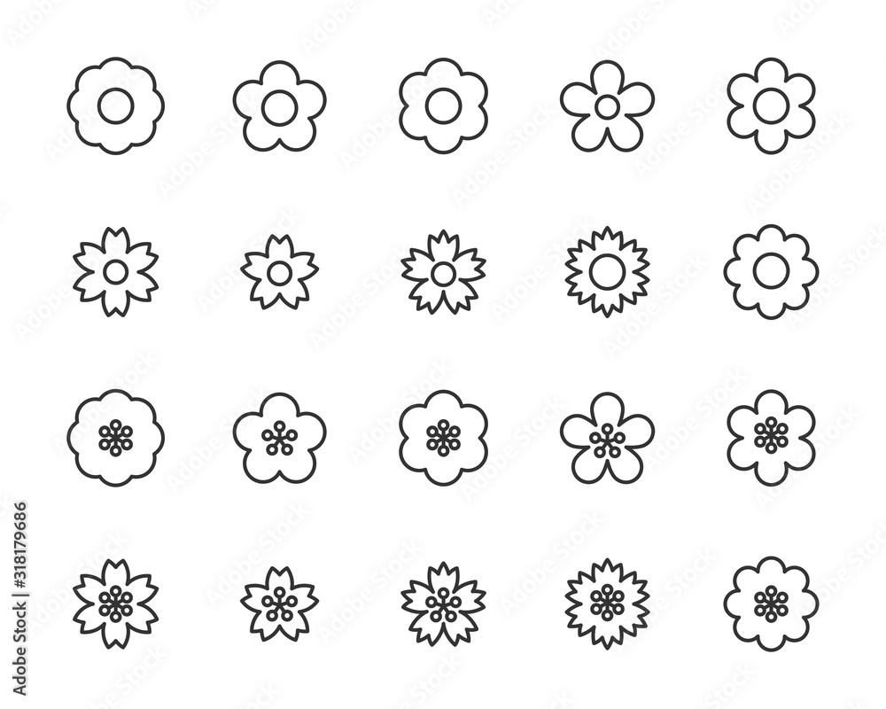 set of flower icons, floral, spring Stock Vector | Adobe Stock