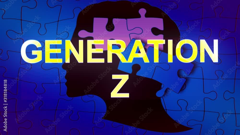 GENERATION Z title intro animated with a schematic brain with puzzle ...