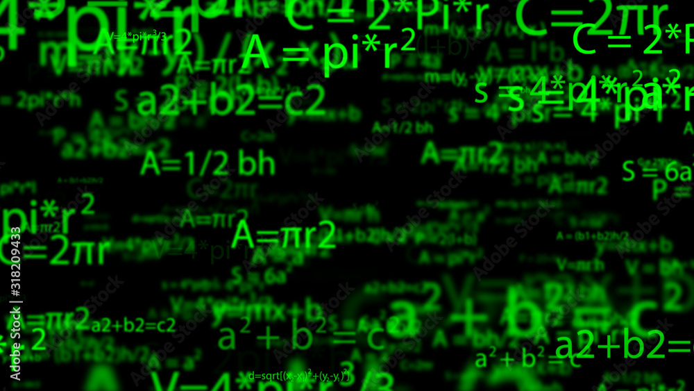 Abstract Typing Math Formulas on Black Background Stock Illustration ...