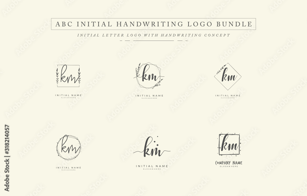 Initial letter K M KM bundle for identity and logo. Vector logo ...