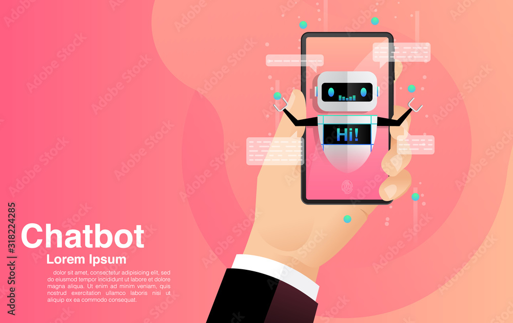 Chatbot, chatting with chatbot application, chatbot technology and ...