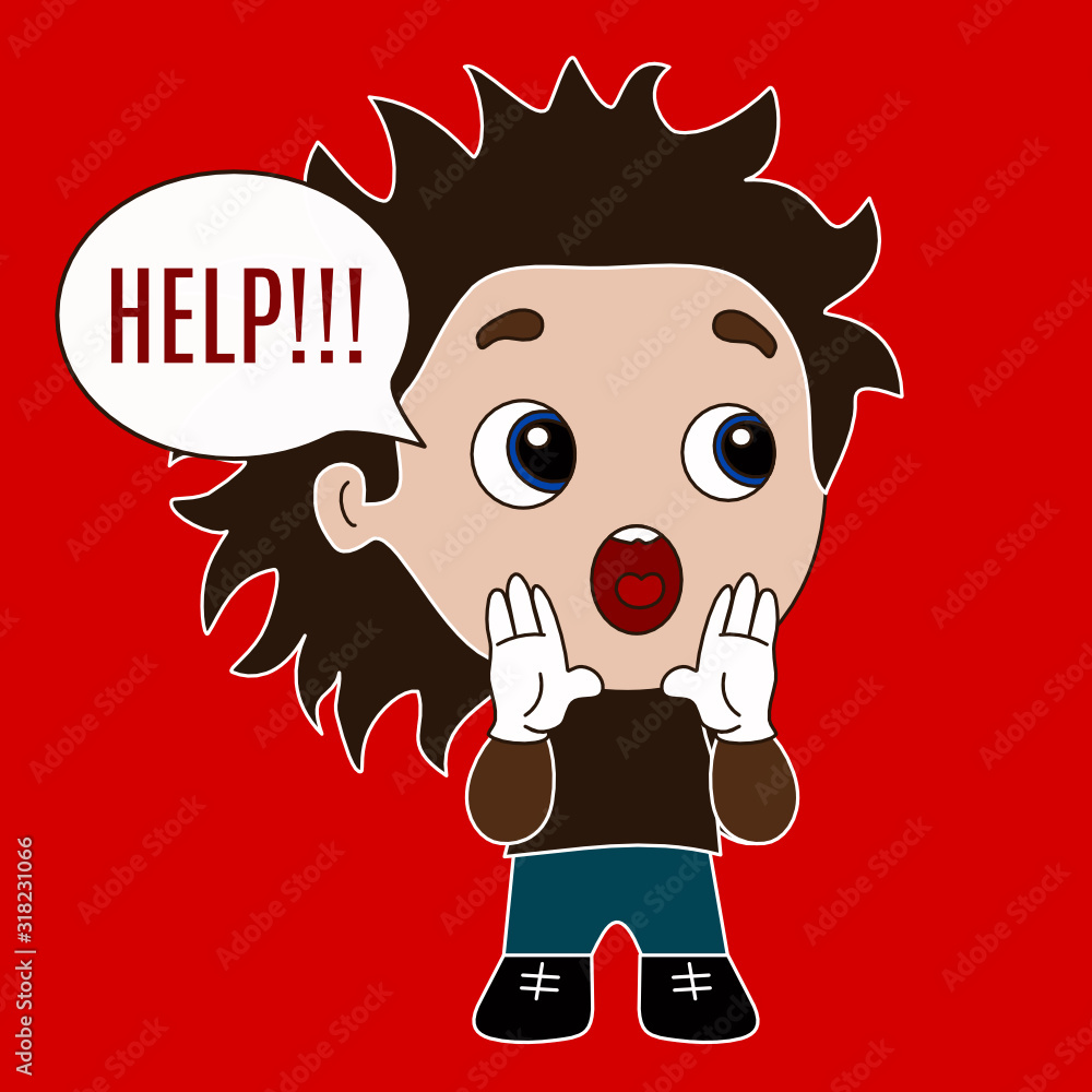 emoticon with a cool scared boy that stands with both palms to his ...