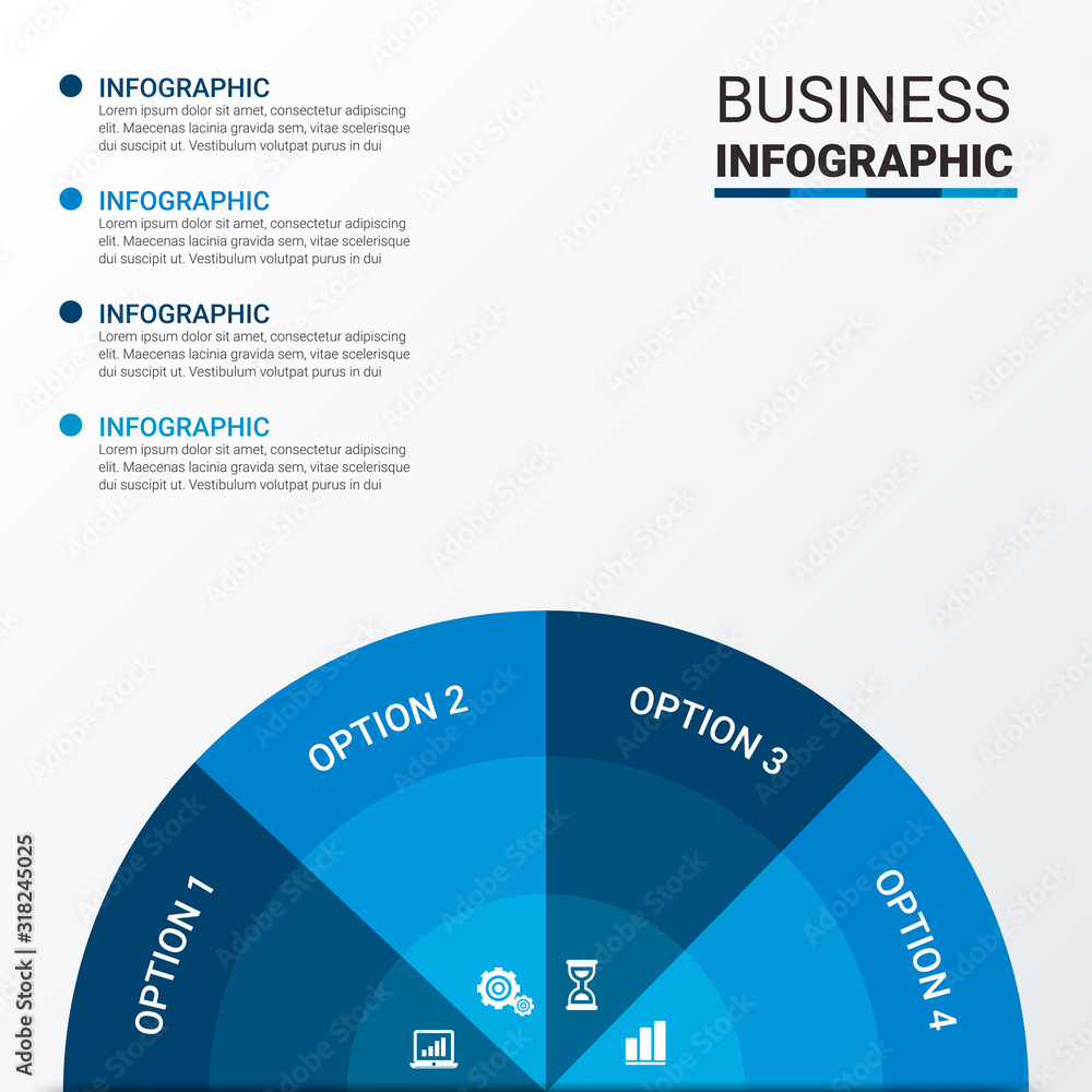 Vector infographic template, integrated circles. Business concept with ...