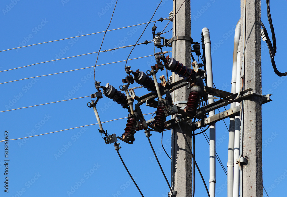 Electrical network of high voltage. Transportation of electricity ...