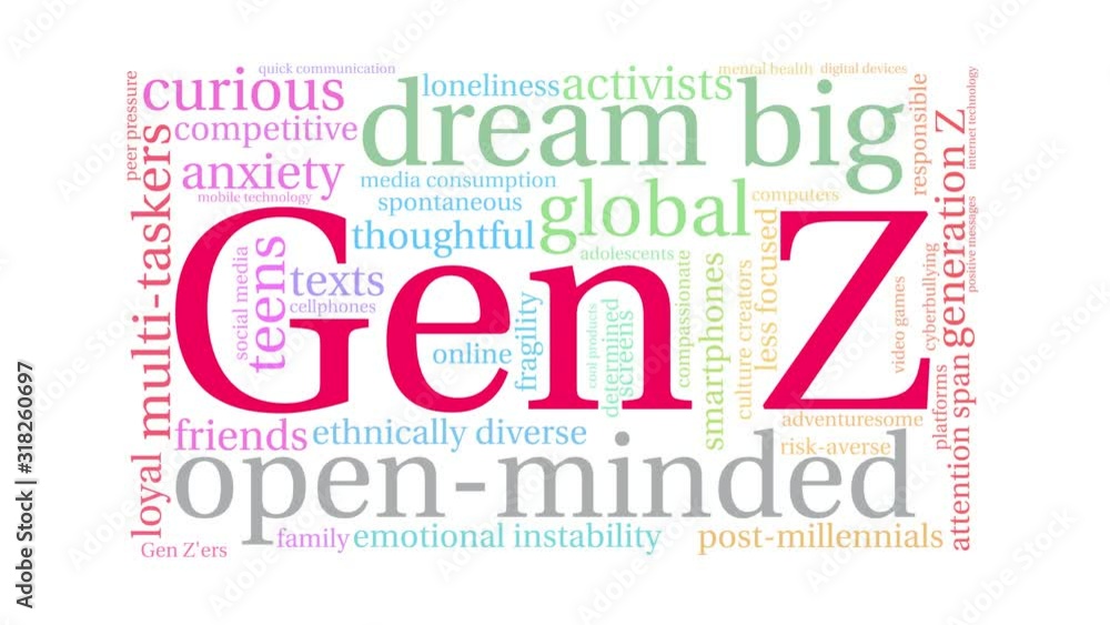 Gen Z Animated Word Cloud On a White Background. Stock 비디오 | Adobe Stock