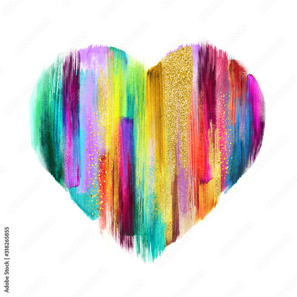 abstract multicolored heart shape isolated on white background ...