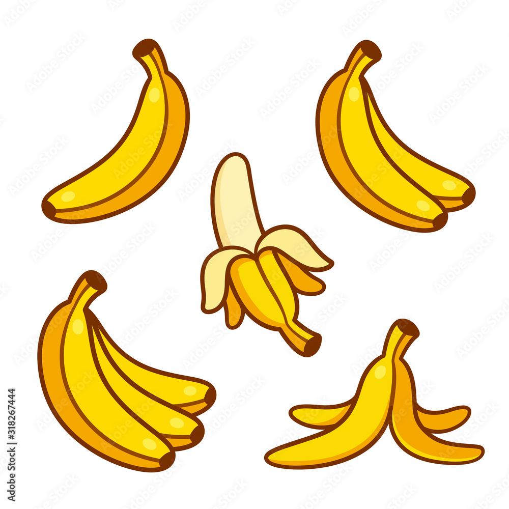 Cartoon bananas illustration set Stock Vector | Adobe Stock