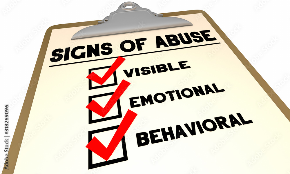 Signs of Abuse Checklist Visible Emotional Behavioral Words 3d ...