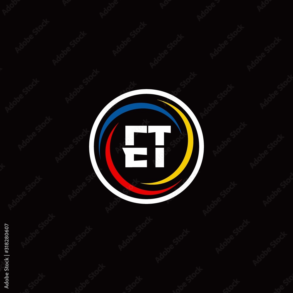 ET logo monogram isolated on circle shape with 3 slash colors rounded ...