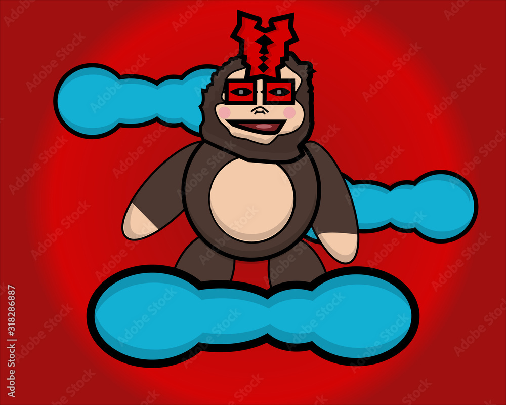 fat monkey mascot flying using clouds Stock Vector | Adobe Stock
