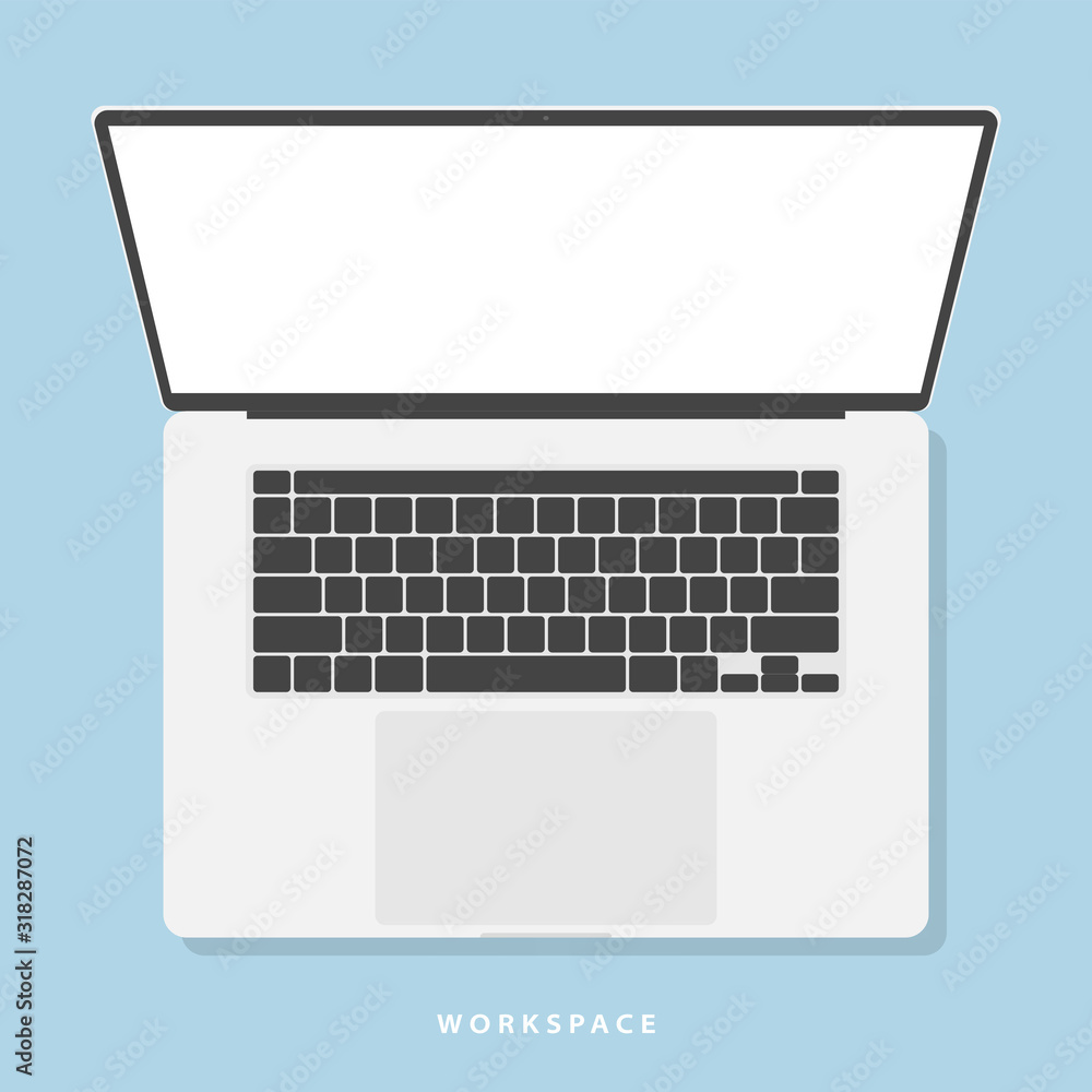laptop icon in flat style design with keyboard and touchpad top view ...