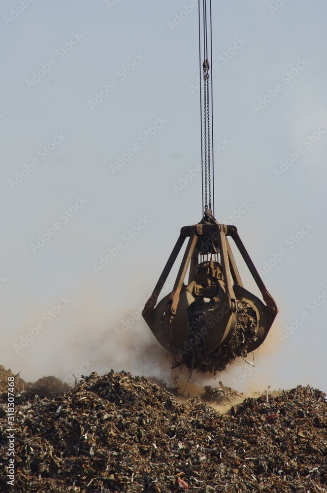 Mechanical Grabber Working At Junkyard Stock Photo | Adobe Stock