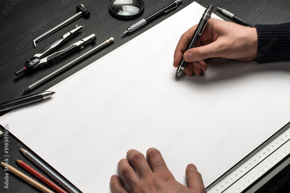Blank template for sketch, hand drawn projects, mockups Stock Photo ...