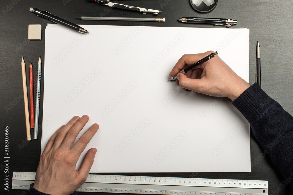 Blank template for sketch, hand drawn projects, mockups Stock Photo ...