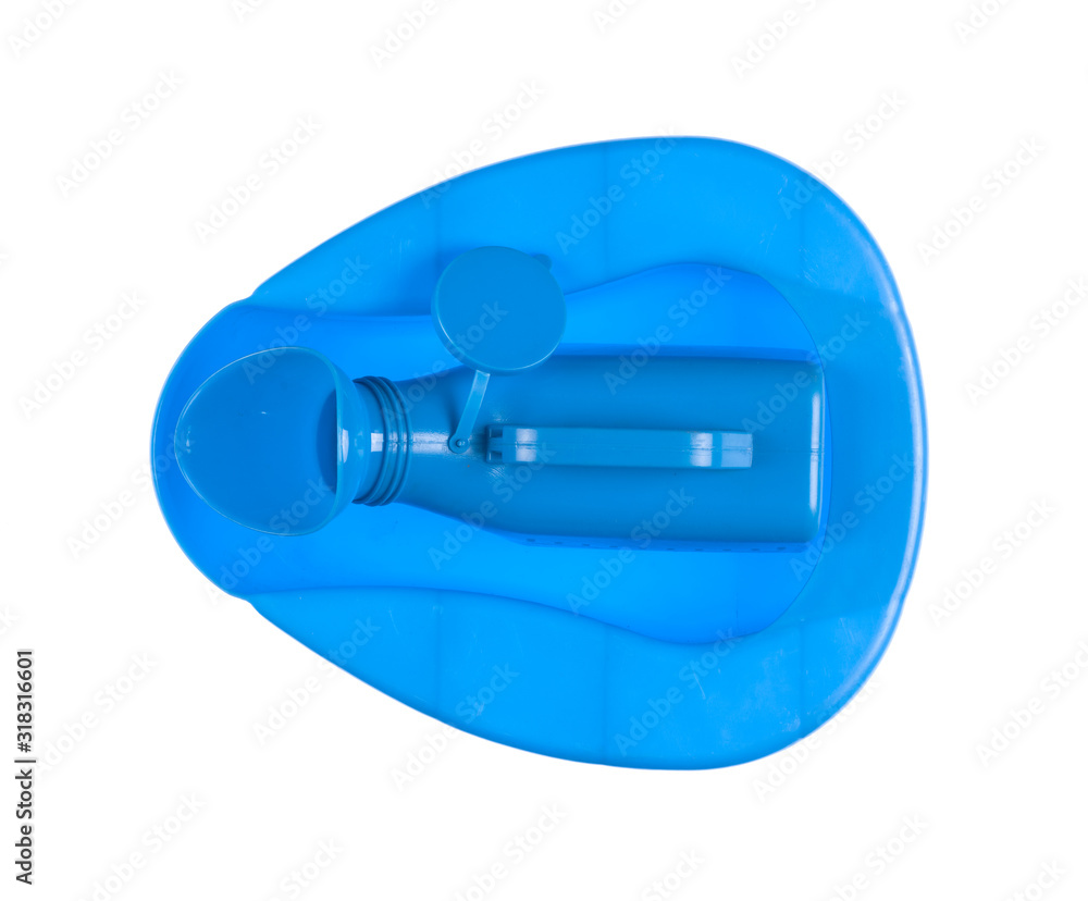 blue plastic hospital urinal isolated on white background Stock Photo ...