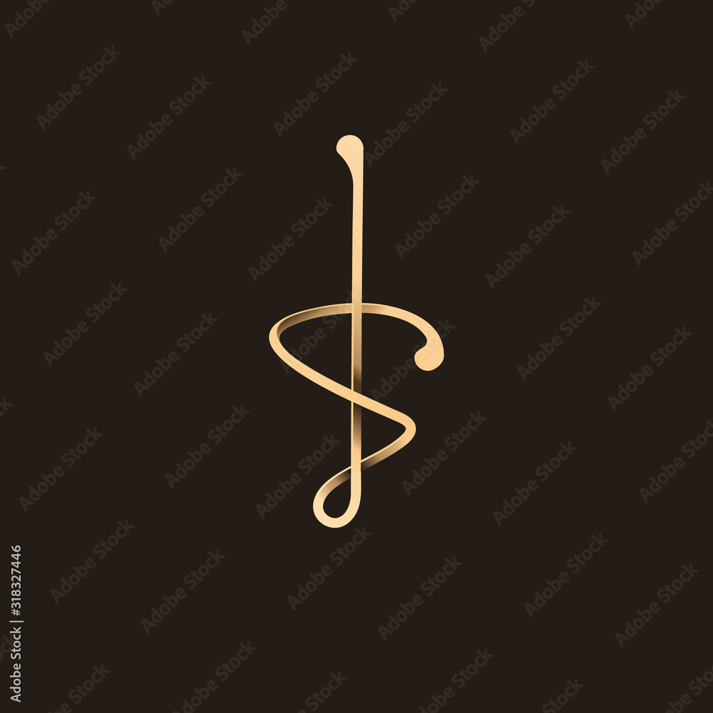 3d premium luxury gold S letter initial script logotype branding vector ...