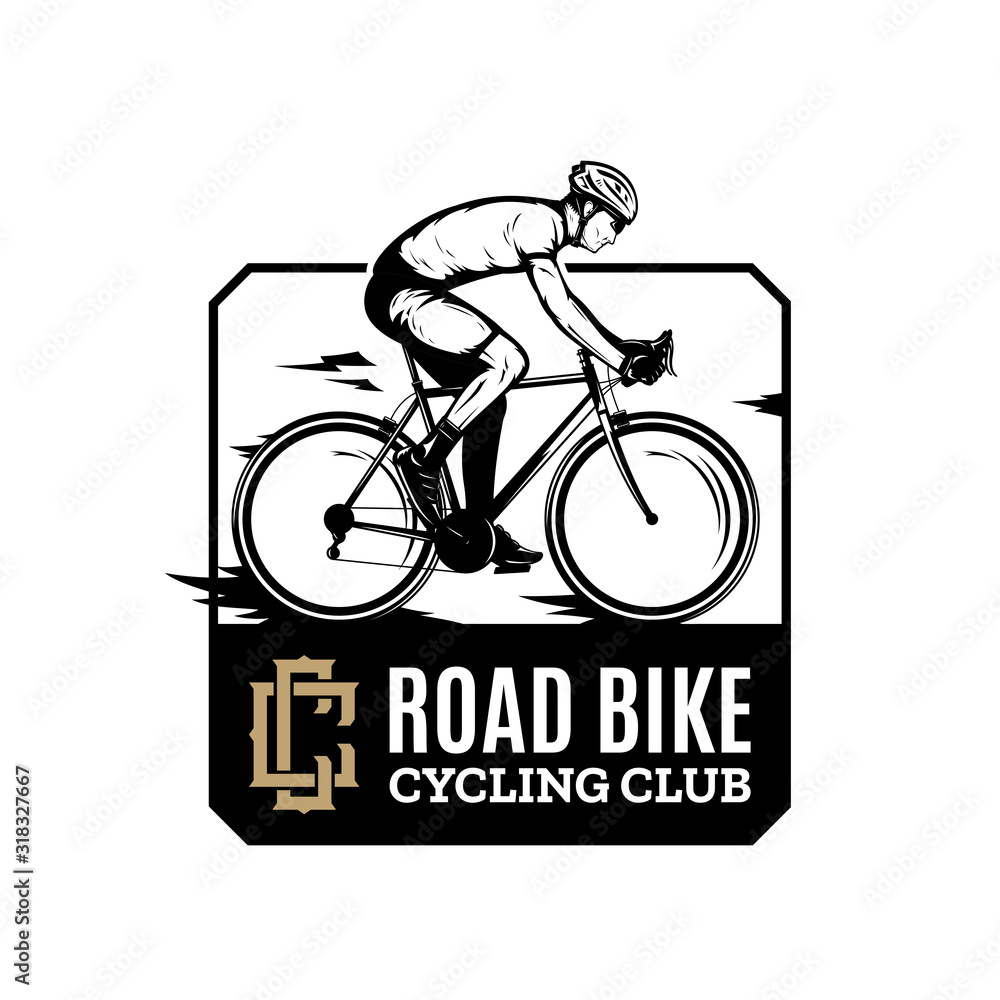 Vector road biking badge, logo, label with a rider on a bike Stock ...