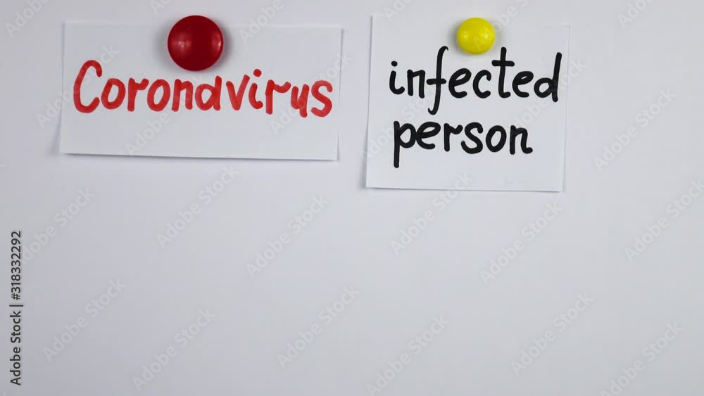 Lecturer places on magnetic board sheets of paper with the information ...