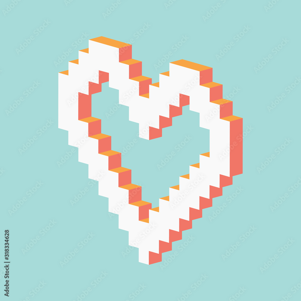 pixel heart made in 3d pastel vector Stock Vector | Adobe Stock