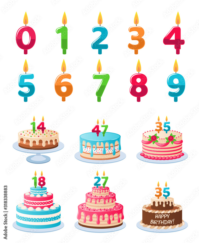Cakes with candle numbers. Anniversary birthday cake with candles ...