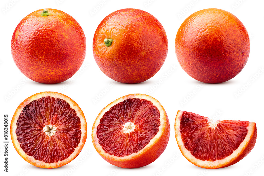 red blood orange, isolated on white background, clipping path, full ...
