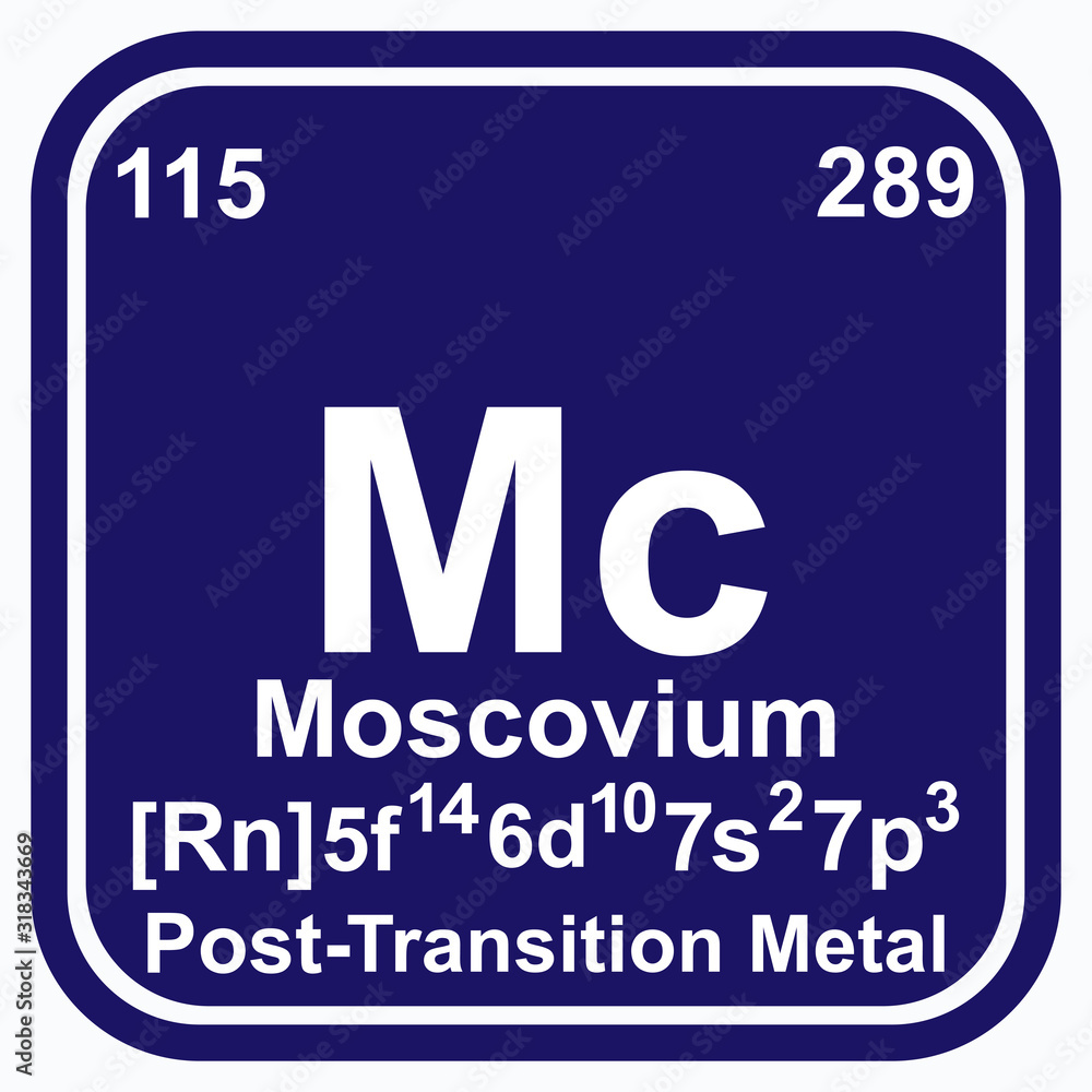 Moscovium Periodic Table of the Elements Vector illustration eps 10 ...
