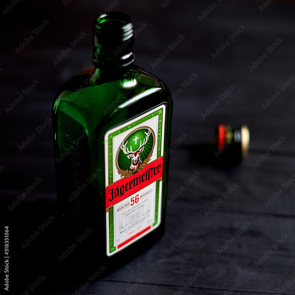 Kiev, Ukraine, - January 26, 2020: Bottle of Jagermeister liquor on a ...