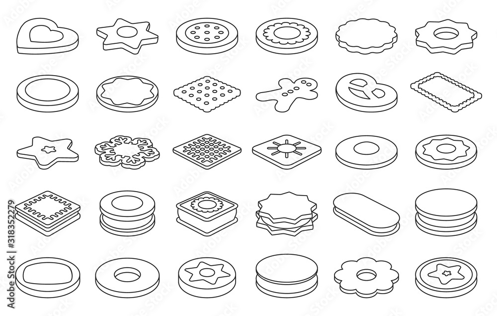 Cookie of food outline,line vector illustration on white background ...